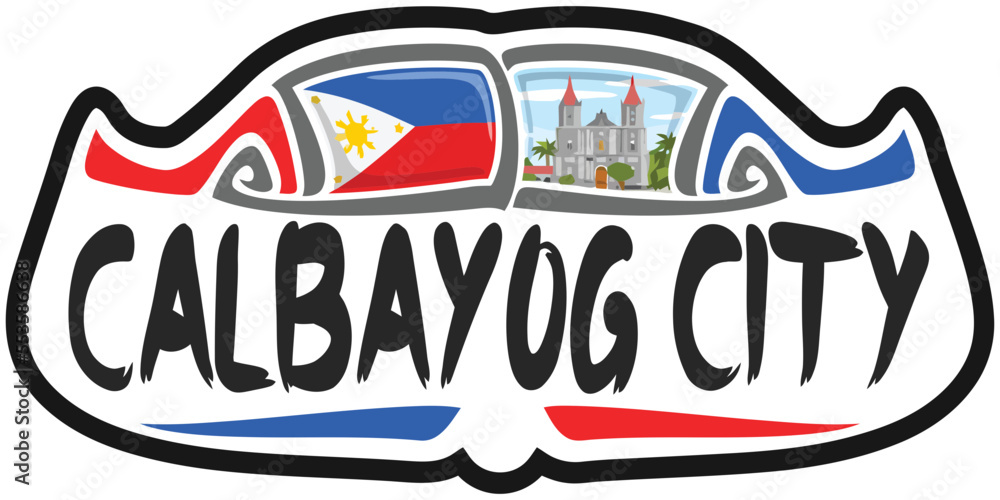 Vetor de Calbayog City Philippines Flag Travel Souvenir Sticker Skyline ...