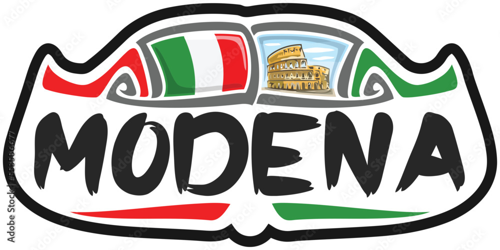 Modena Italy Flag Travel Souvenir Sticker Skyline Landmark Logo Badge ...