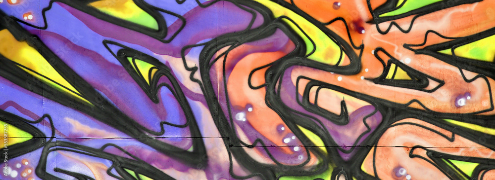 Colorful background of graffiti painting artwork with bright aerosol ...