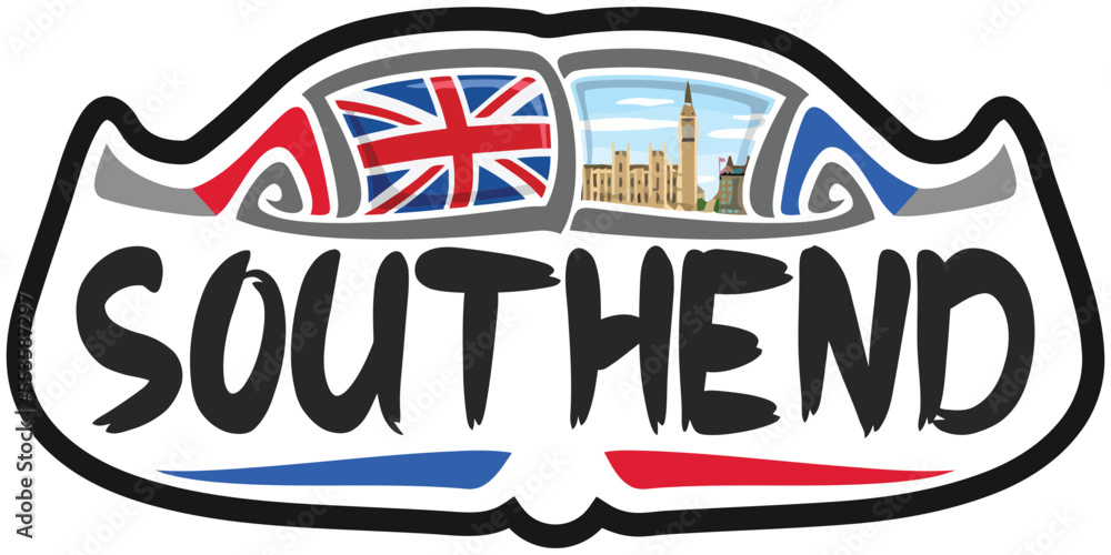Southend UK United Kingdom Flag Travel Souvenir Sticker Skyline ...