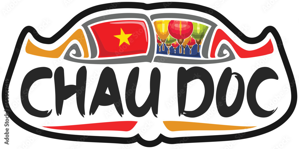 Chau Doc Vietnam Flag Travel Souvenir Sticker Skyline Landmark Logo ...