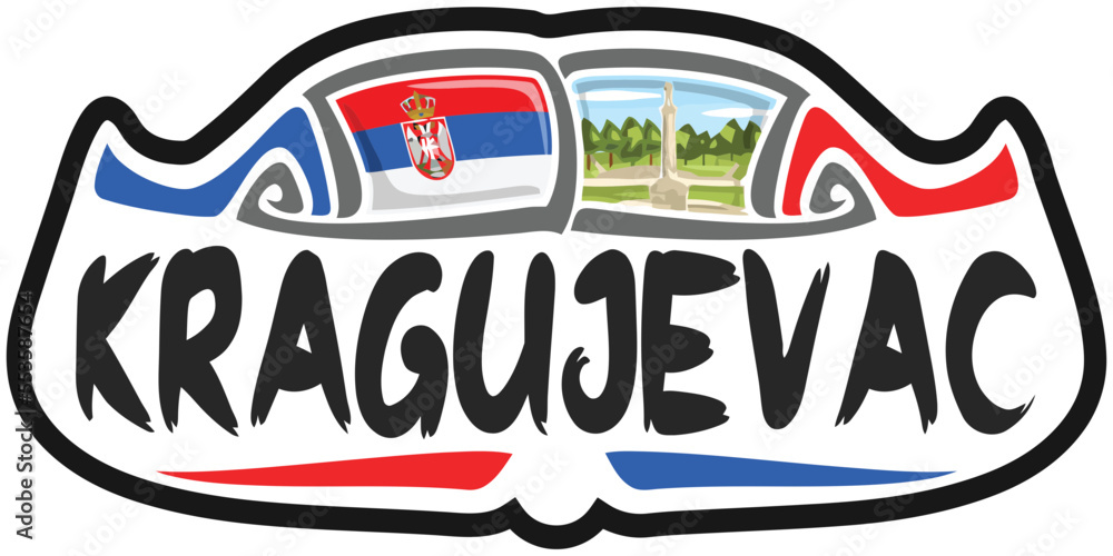 Kragujevac Serbia Flag Travel Souvenir Sticker Skyline Landmark Logo ...