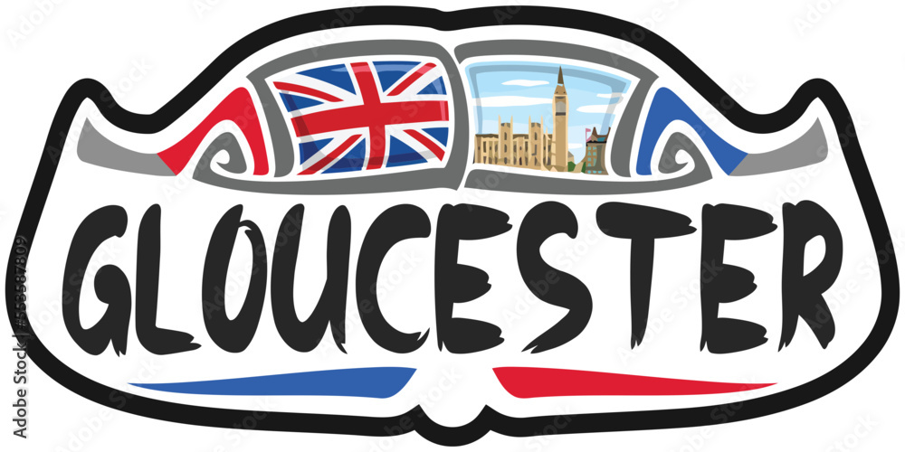 Gloucester UK United Kingdom Flag Travel Souvenir Sticker Skyline ...