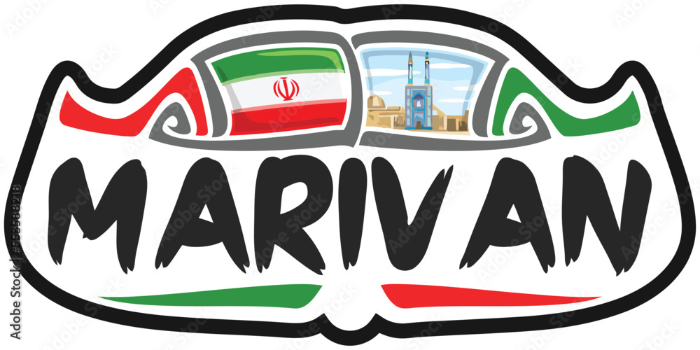 Marivan Iran Flag Travel Souvenir Sticker Skyline Landmark Logo Badge ...