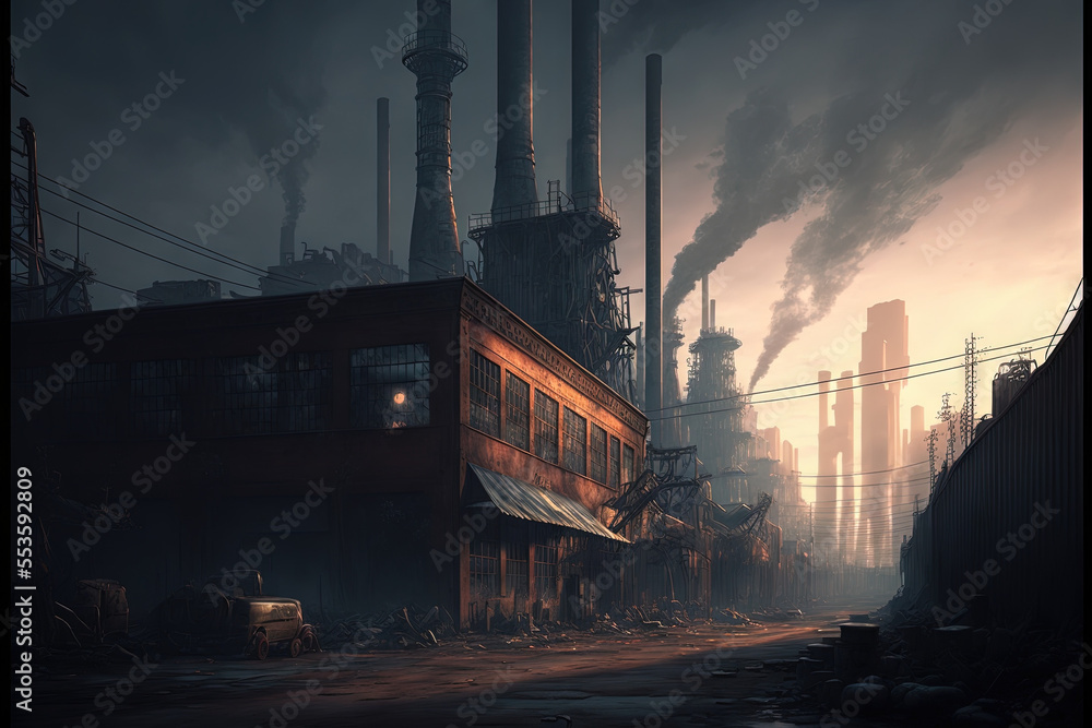 Abandoned City - Industrial District - Urban Concept Art Illustration ...