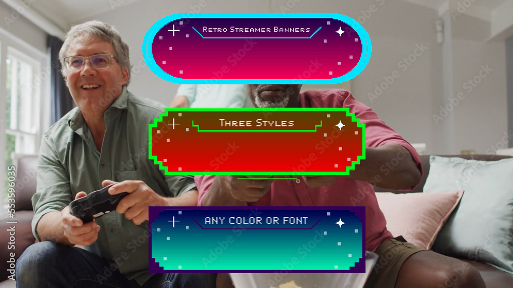 Retro Streamer Banners Stock Template | Adobe Stock