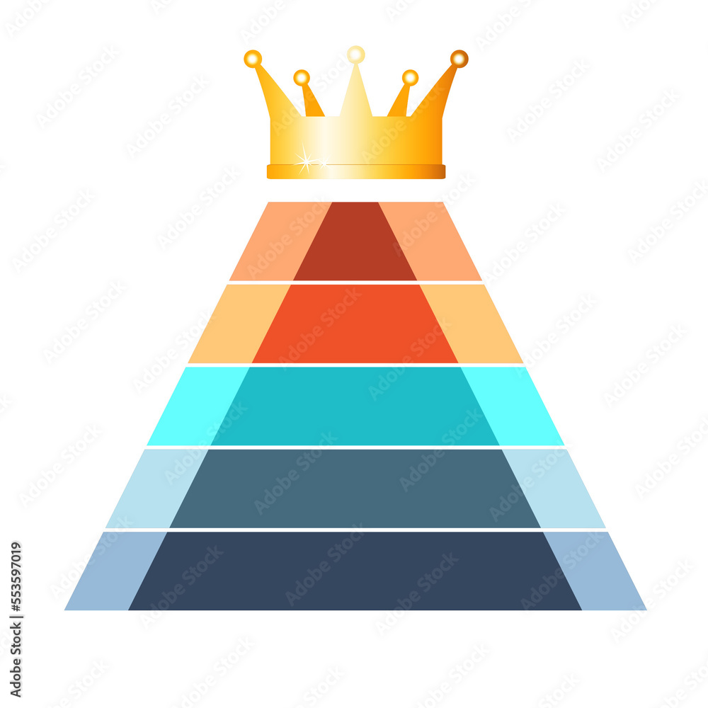 Elements for infographics, pyramid and crown on top, 5 positions Stock ...