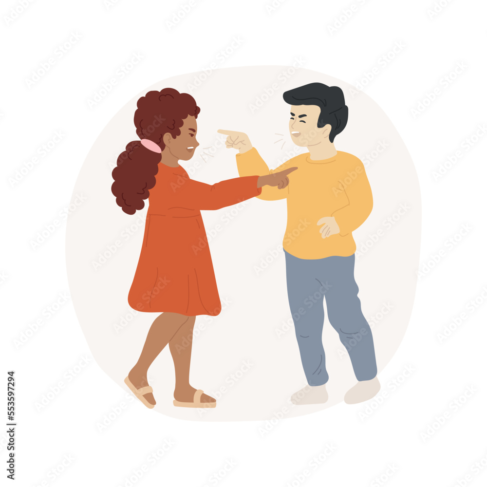 Blaming isolated cartoon vector illustration. Grumpy kids pointing ...