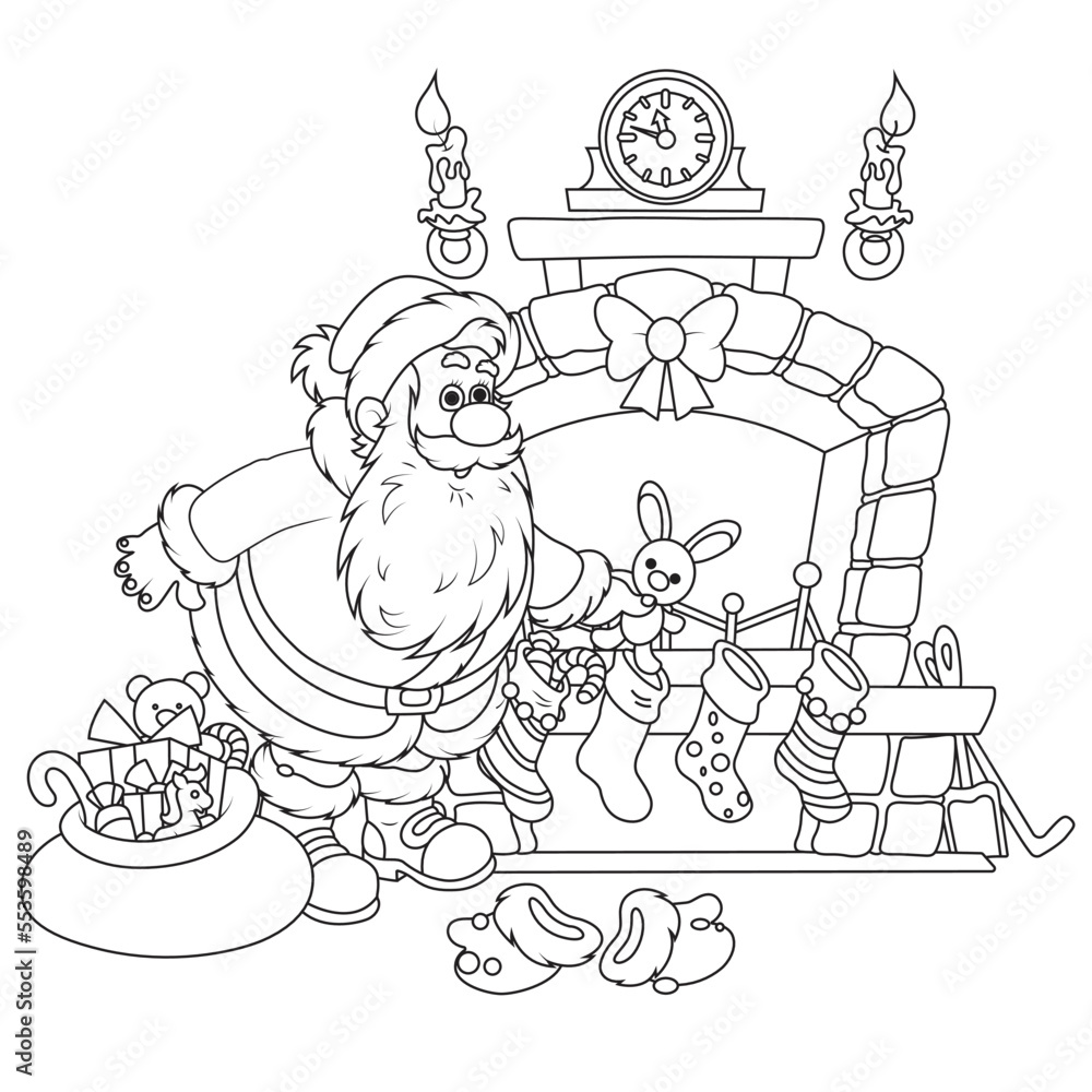 funny Christmas coloring page for kids Stock Vector | Adobe Stock