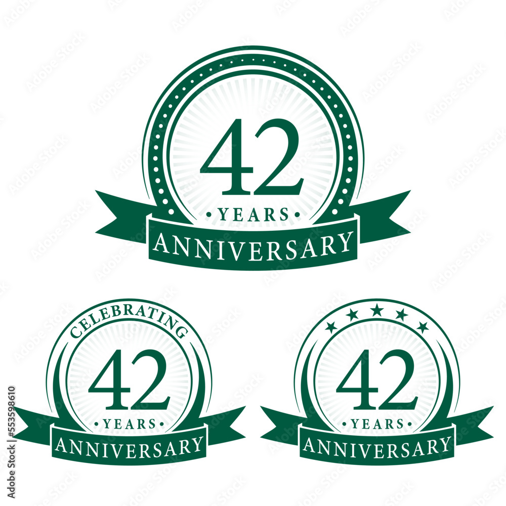 42 years anniversary logo collections. Set of 42nd Anniversary design ...