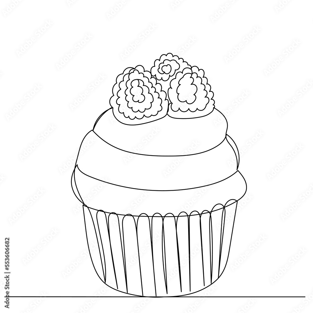cake, continuous line drawing, vector Stock Vector | Adobe Stock
