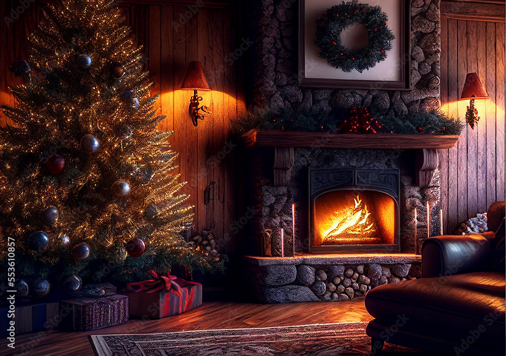 How To Draw A Fireplace For Christmas
