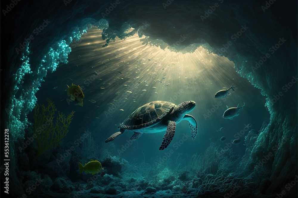 Underwater World At The Depth Of The Ocean Underwater Gorges And