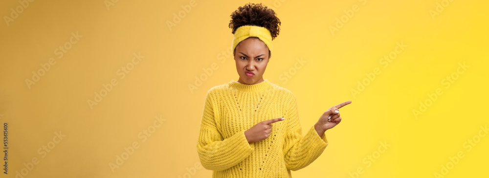 Arrogant peeky young girlfriend behave rude disrespectful frowning ...