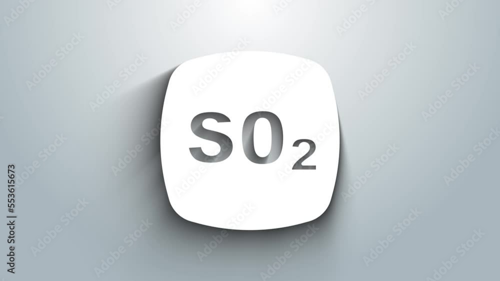 White Sulfur dioxide SO2 gas molecule icon isolated on grey background ...