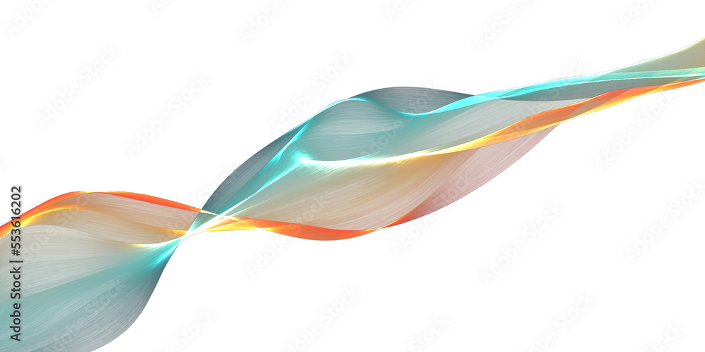 Abstract wavy colored transparent figure, plume. On a transparent ...