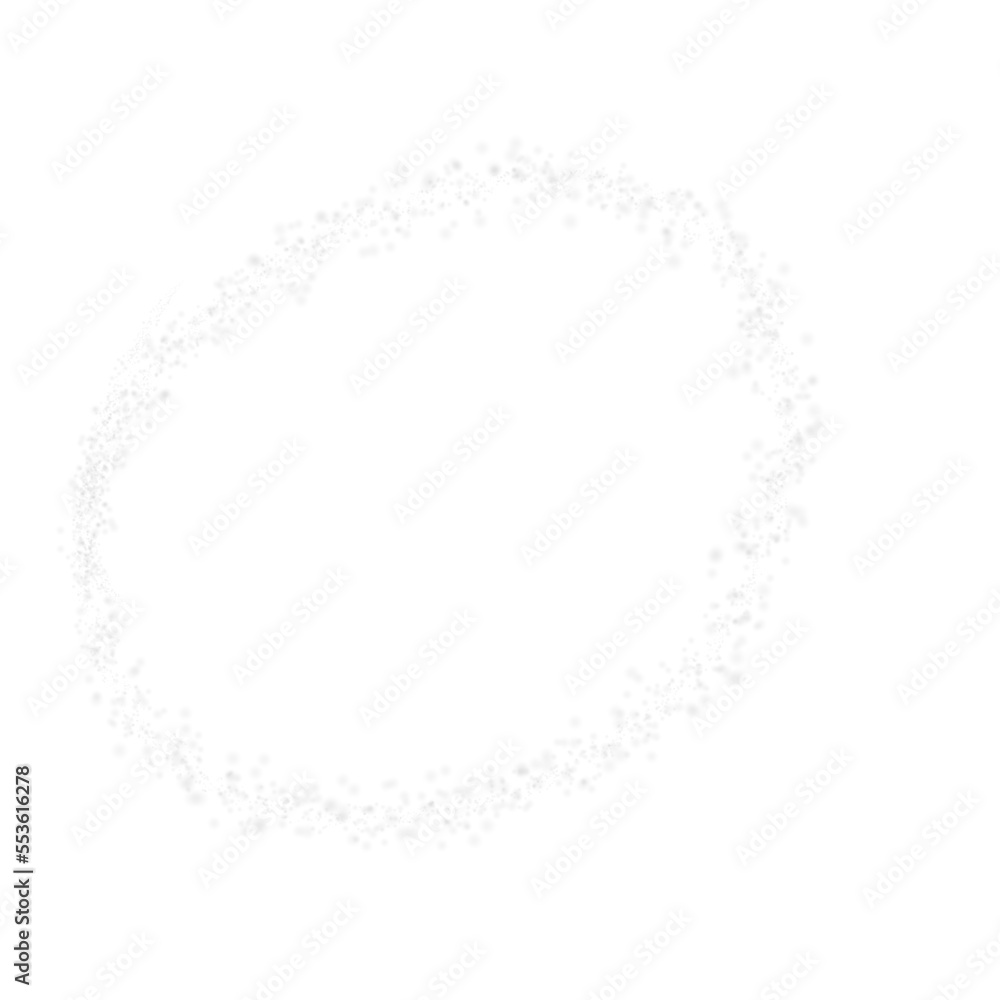 The white crumbs of snow are laid out in a circle. On a transparent ...