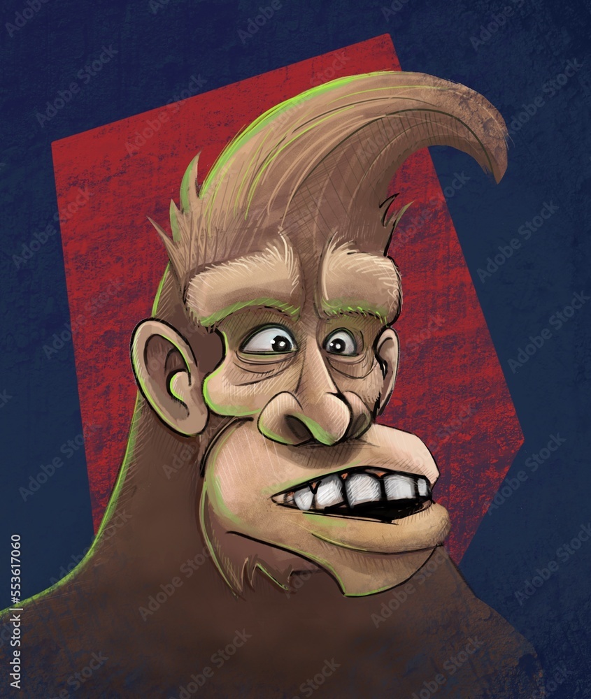 Monkey cartoon painting Stock Illustration | Adobe Stock