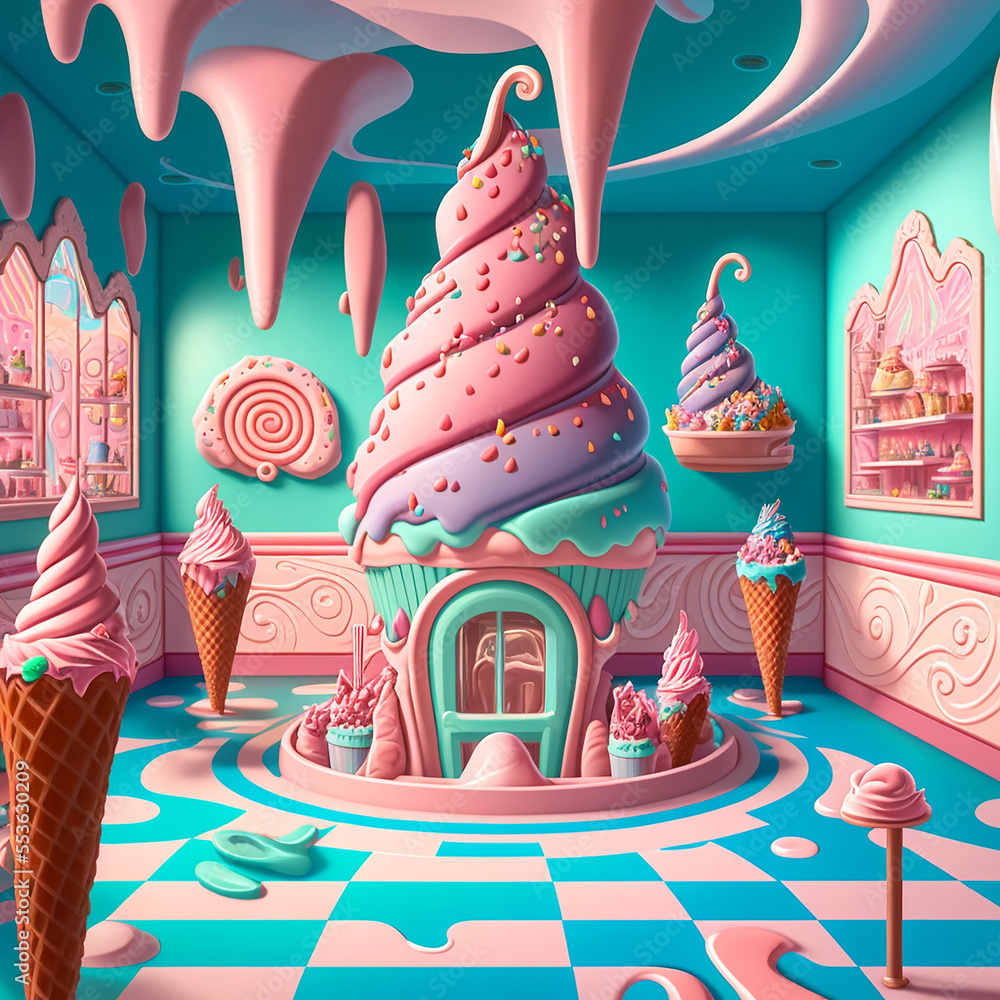 Ai generated candyland ice cream shop. Created using ai generative ...