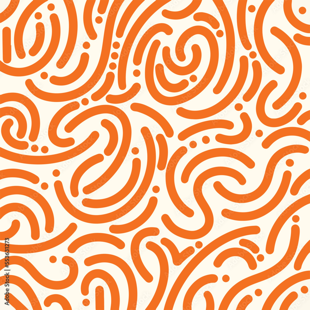 Bold and clean orange colored lines doodle simple minimalist square ...