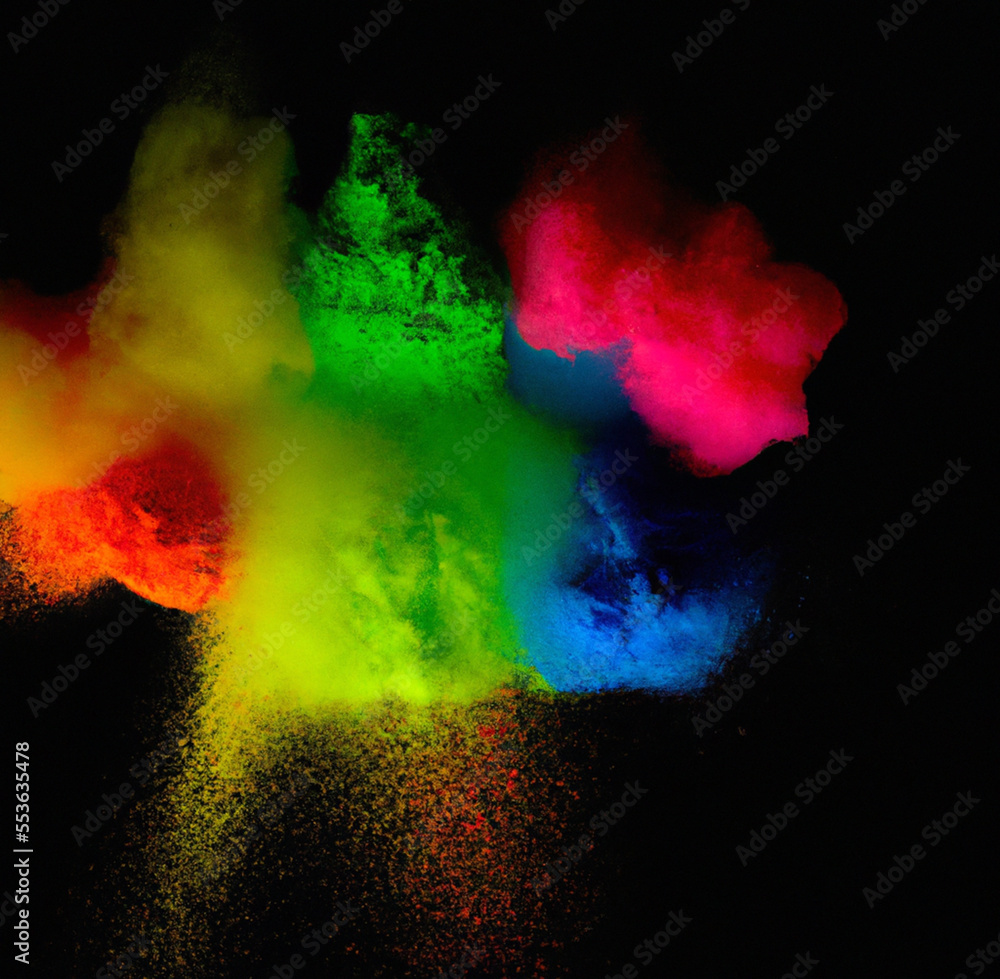 Explosion of coloured chalk powder created with Generative AI ...