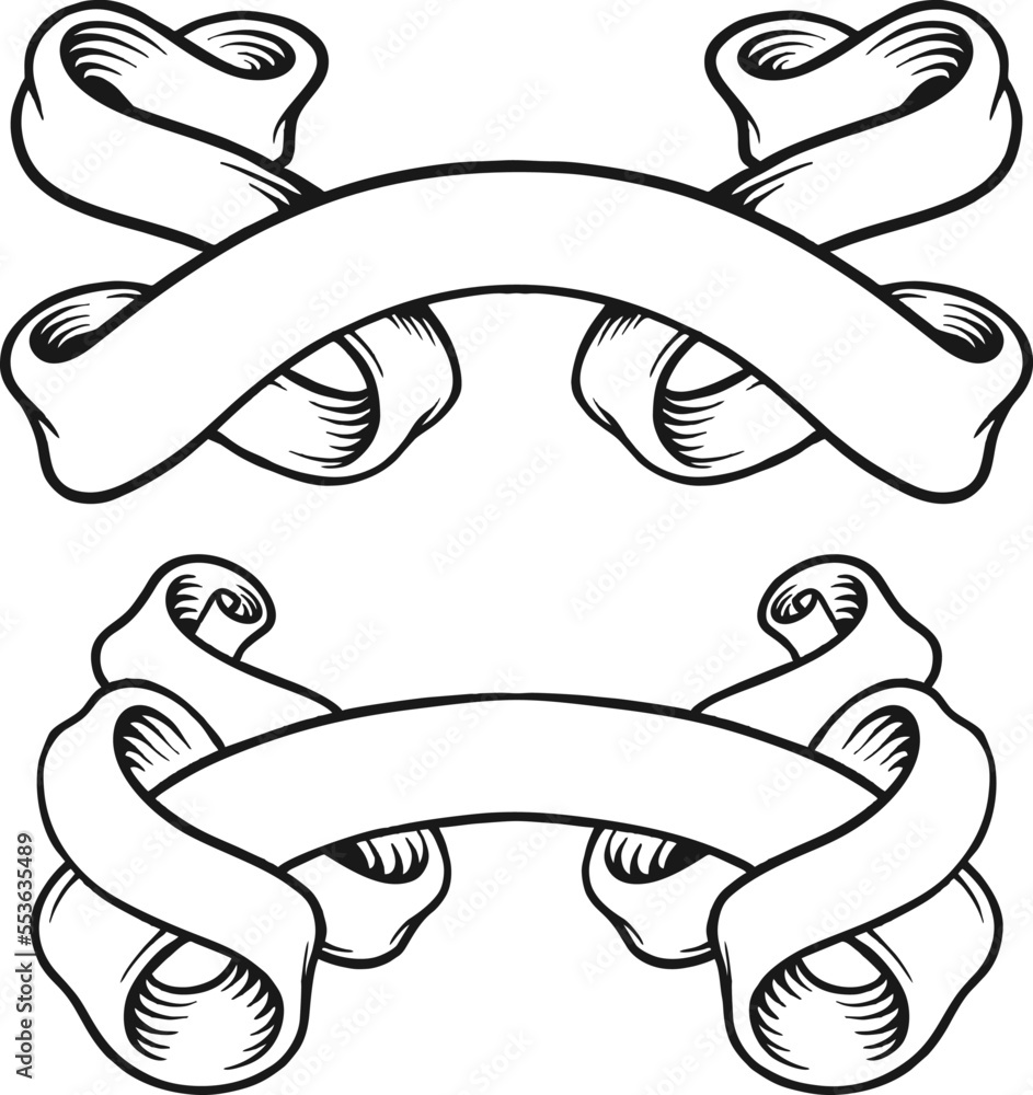 Vintage Ribbon Banner outline Vector illustrations for your work Logo ...