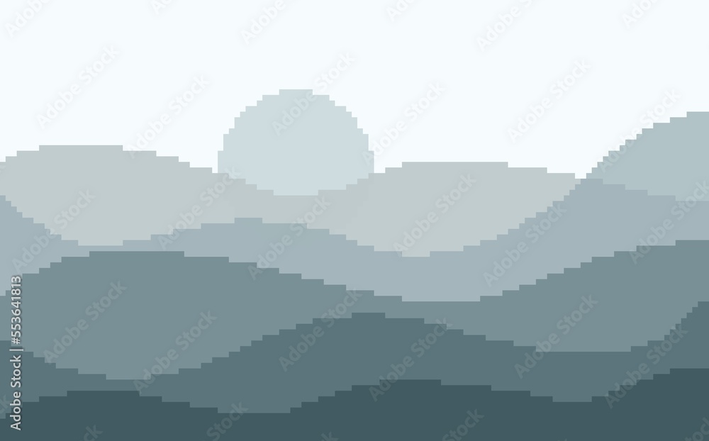 Pixel art of gradient blue theme, can be used for wallpaper or ...