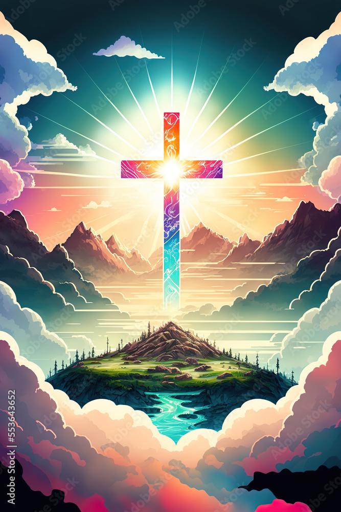 Spiritual illustration jesus cross christianity background art crucifix ...