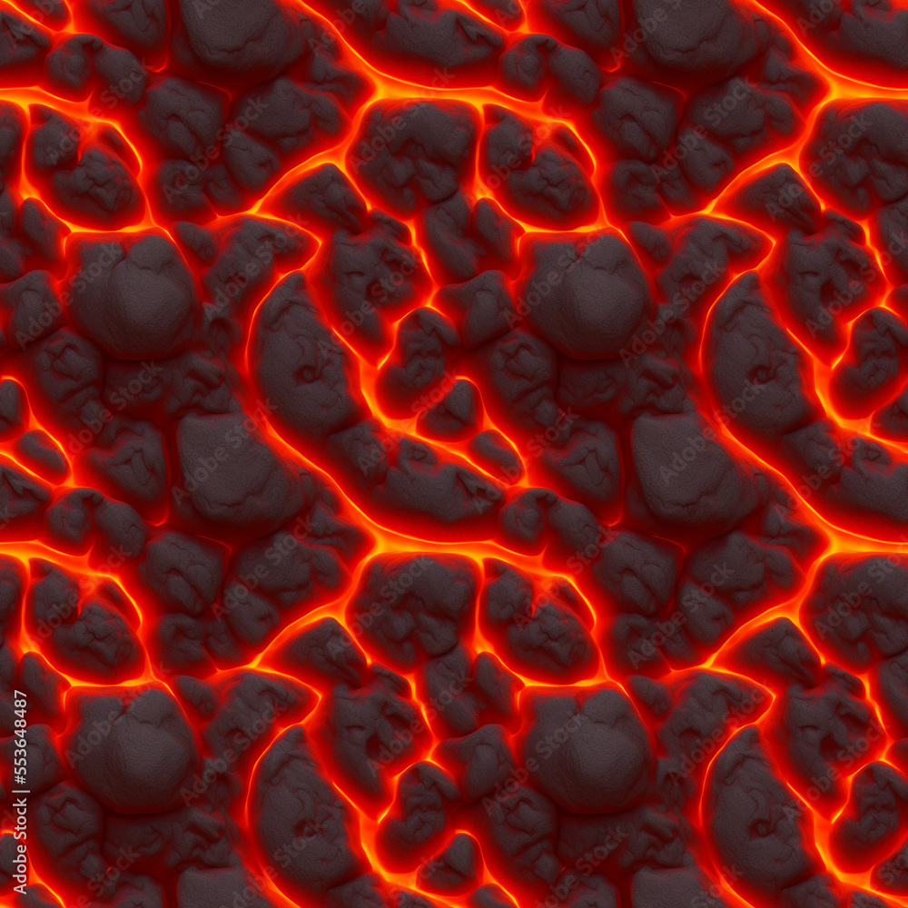 seamless texture of glowing lava and rocks Stock Illustration | Adobe Stock