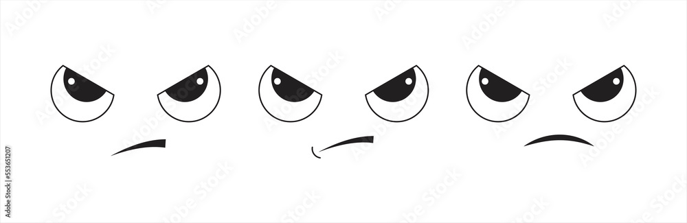 Angry face icon. Upset, disappointed face emoji, Vector illustration ...