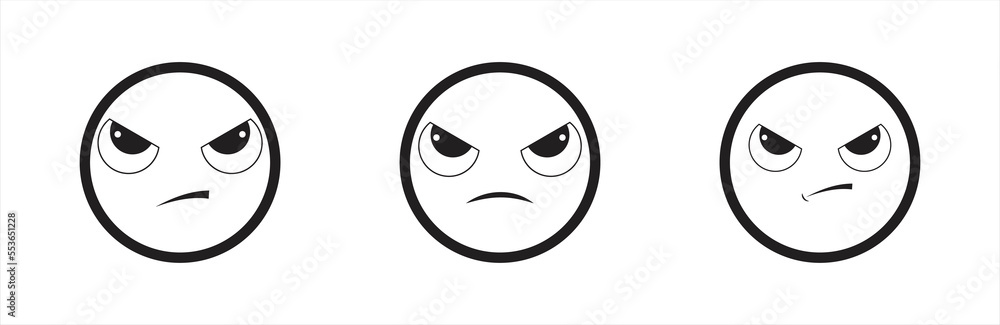 Angry face icon. Upset, disappointed face emoji, Vector illustration ...