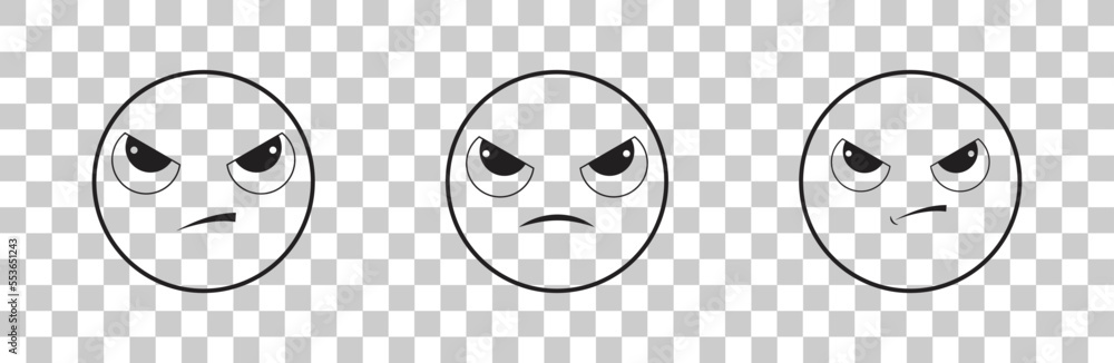 Angry face icon. Upset, disappointed face emoji, Vector illustration ...