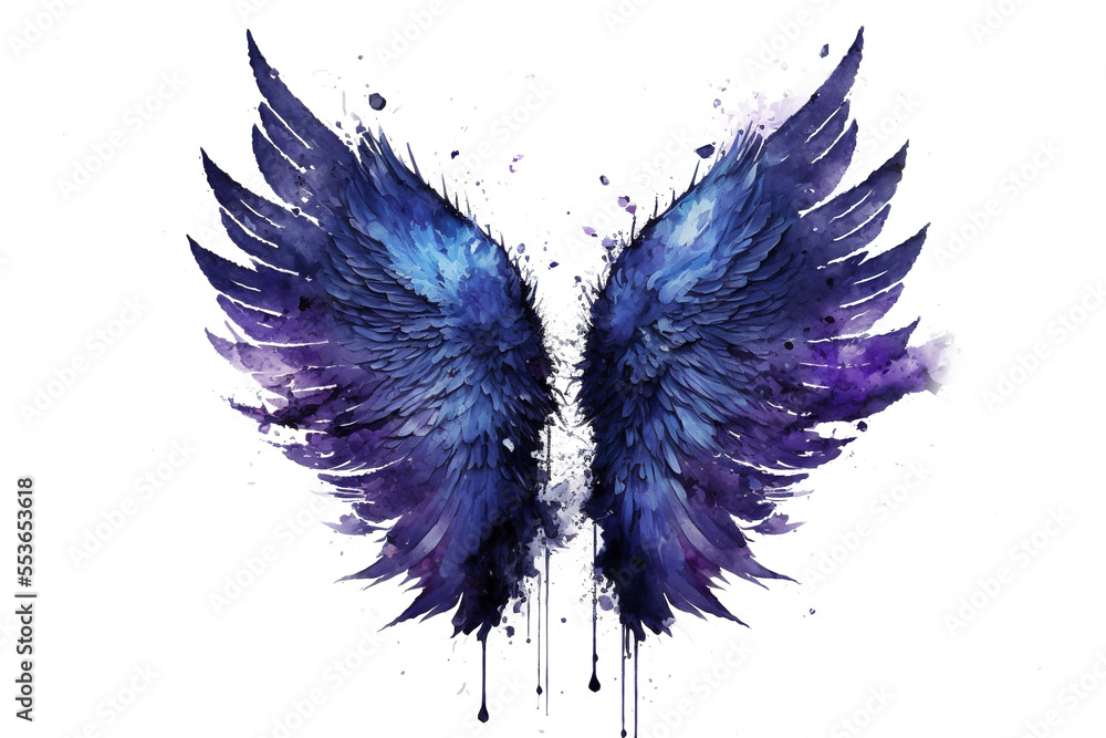 Beautiful magic watercolor angel wings Stock Illustration | Adobe Stock