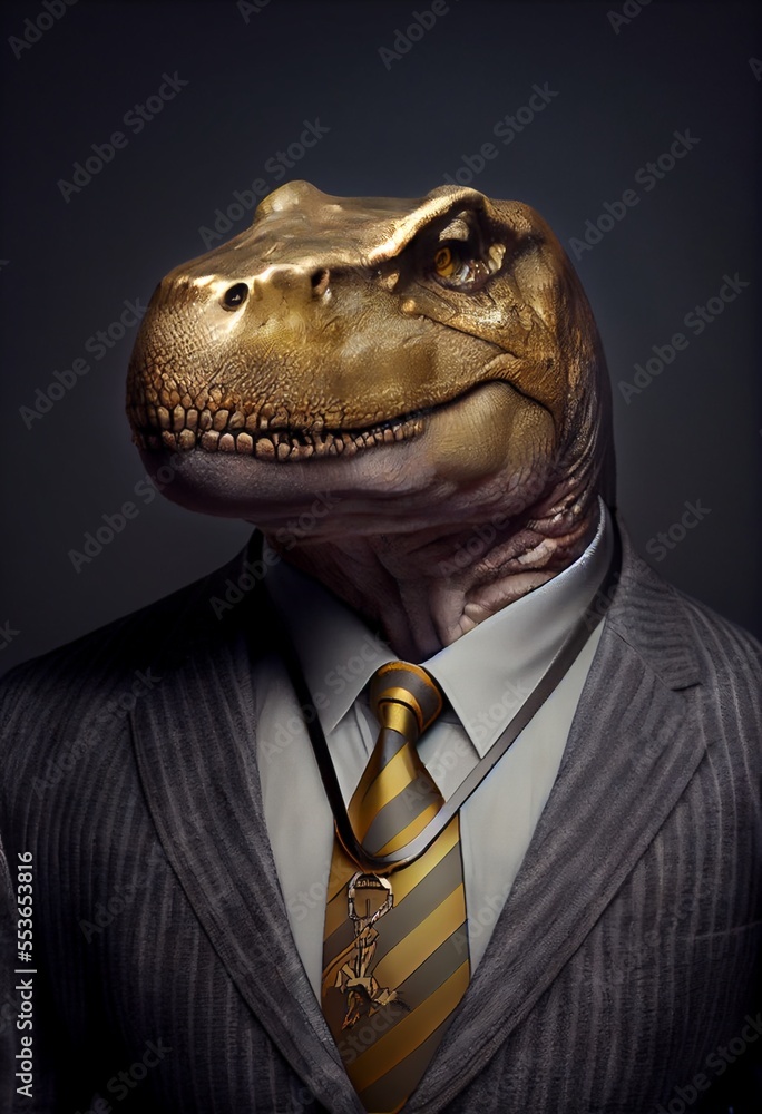 Generative AI abstract render of a T-Rex as a businessman Stock ...