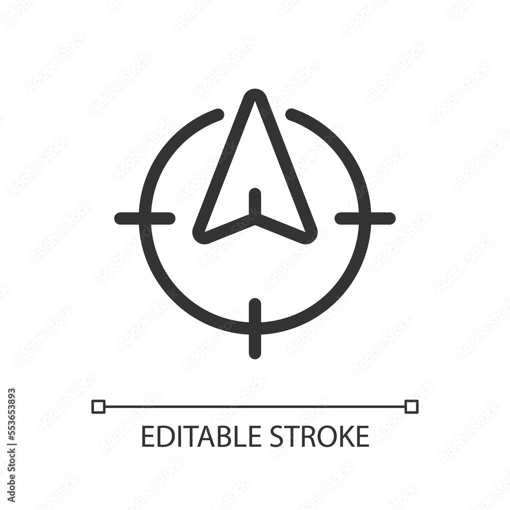 Tracking position in real time pixel perfect linear ui icon. GPS ...