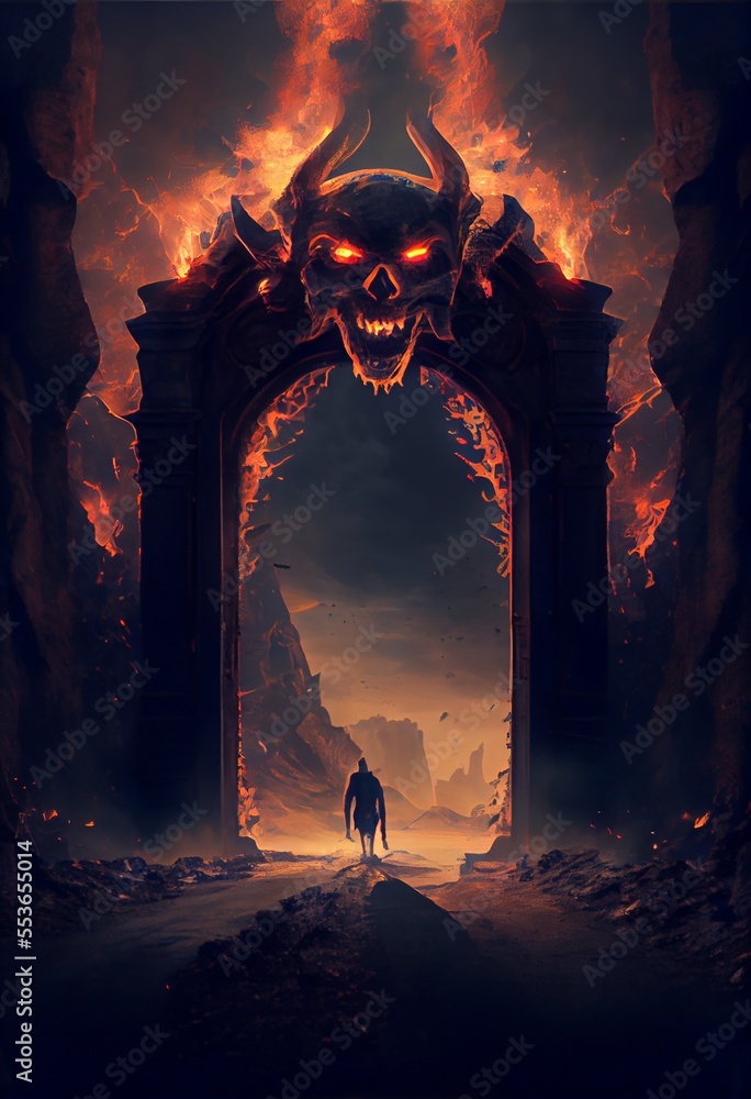 Generative AI render of the gate to hell Stock Illustration | Adobe Stock