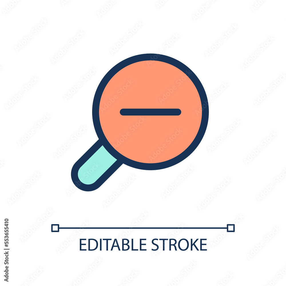 Magnifying glass with minus for map pixel perfect RGB color ui icon ...