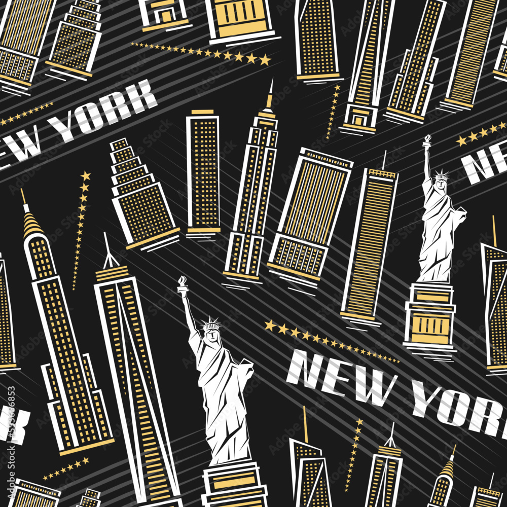 Vector New York City seamless pattern, square repeat background with ...