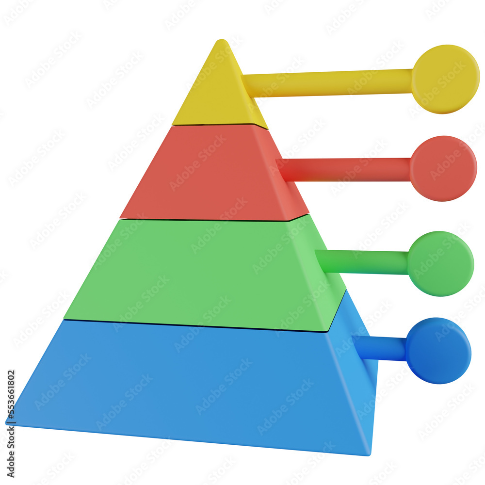 pyramid chart 3d render icon with transparent background Stock ...