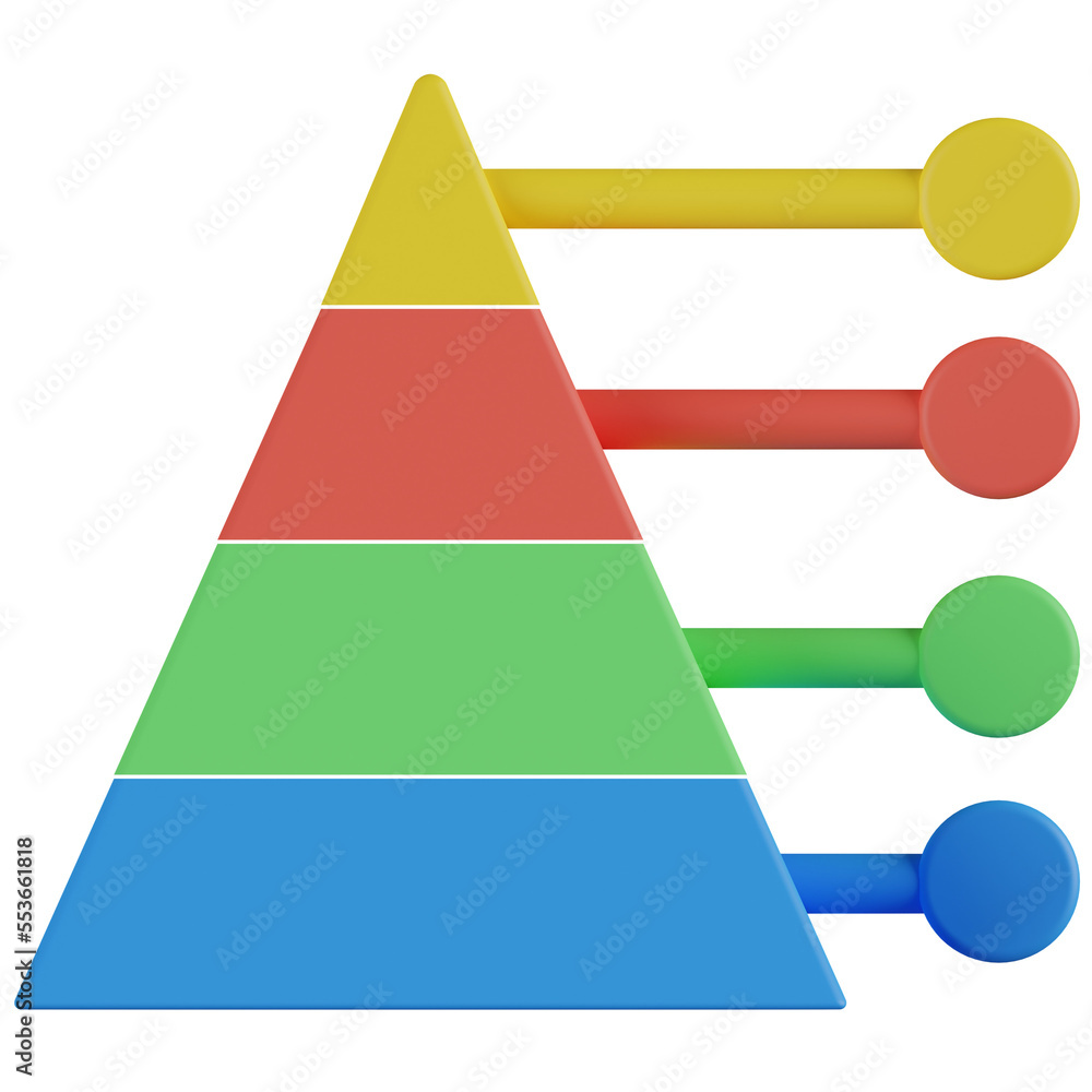 pyramid chart 3d render icon with transparent background Stock ...