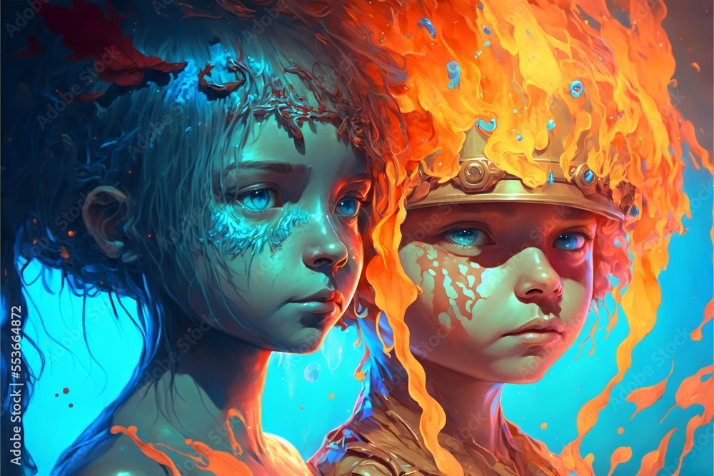 Fireboy and watergirl Stock Illustration | Adobe Stock