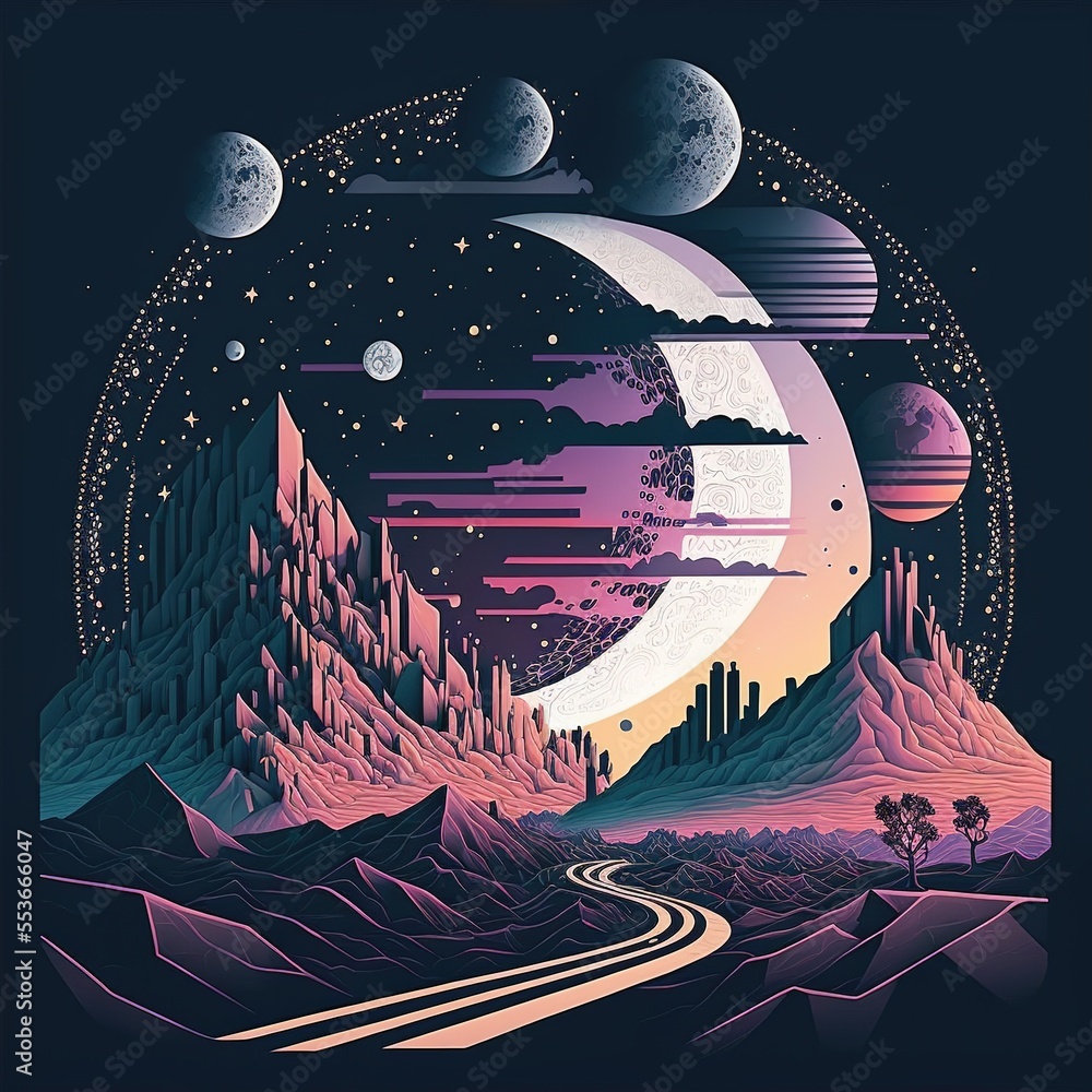 Vector graphics of a moon landscape Stock Illustration | Adobe Stock