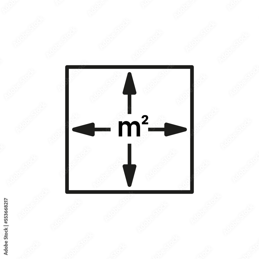 Square meter, size surface m2 icon. Measuring area dimension sign ...