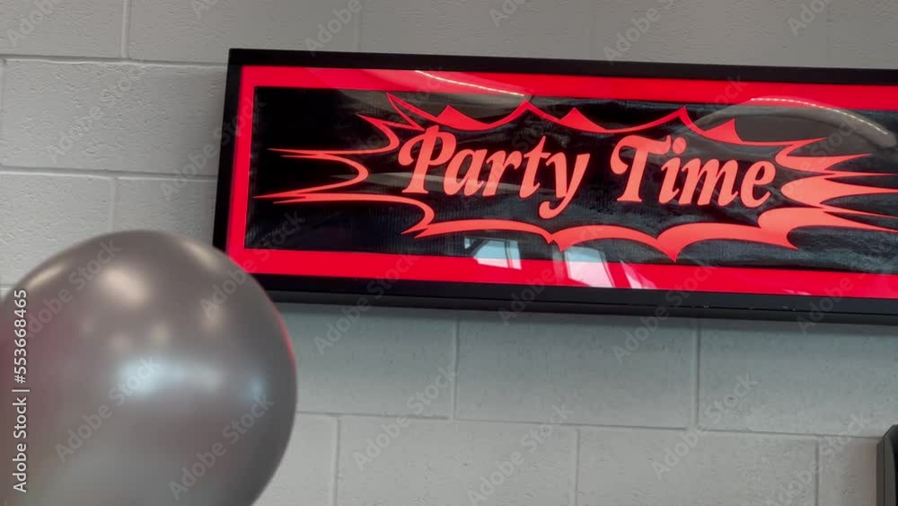 Party Time red and black electric light up sign and balloons for kids ...
