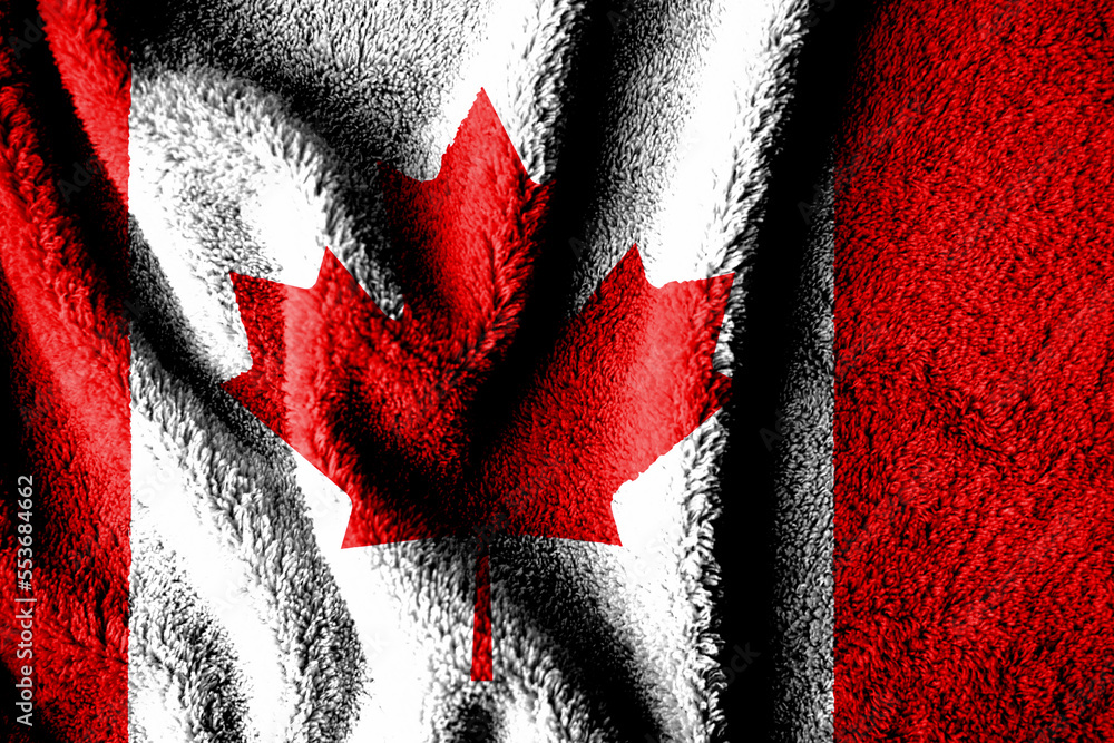Towel fabric pattern flag of Canada. The texture of the wrinkled ...
