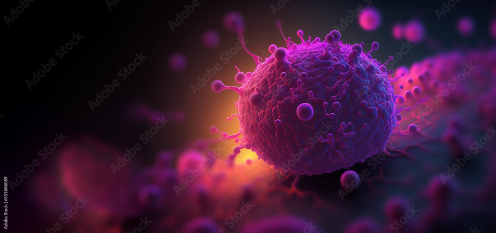Tumor microenvironment concept with cancer cells, T-Cells ...