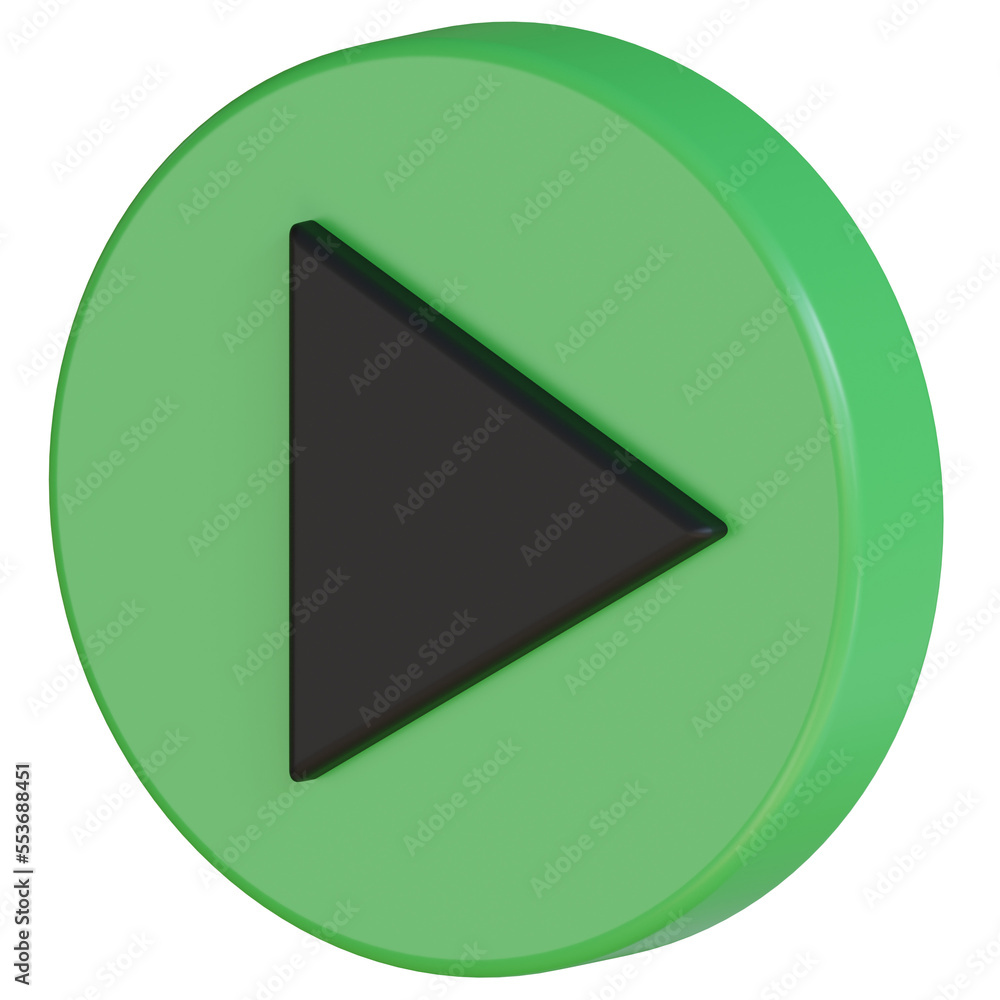 play button 3d render icon transparent background Stock Illustration ...
