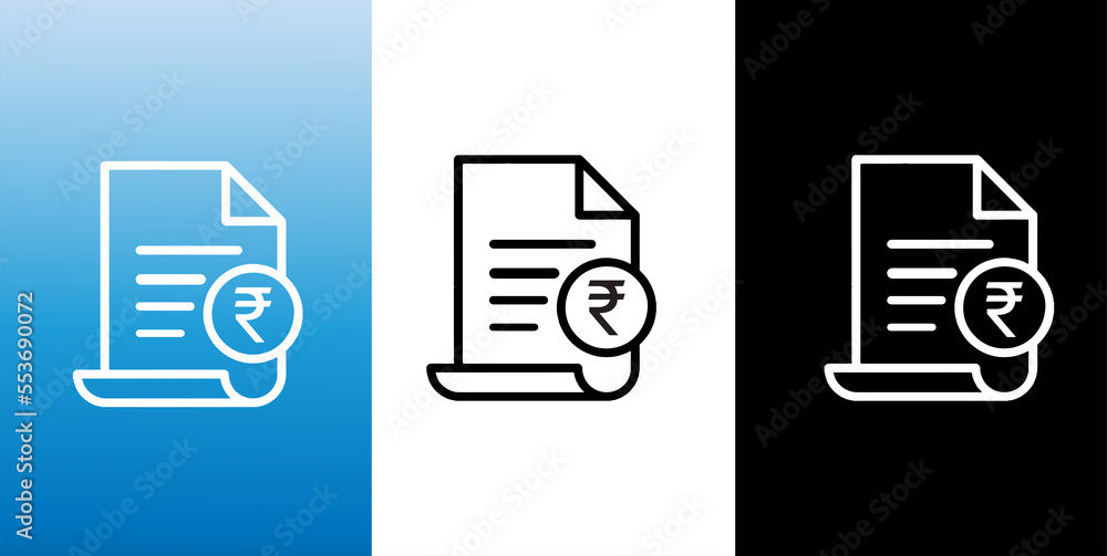 Invoice Rupee line icon. Payment and bill invoice. Order Rupee symbol ...