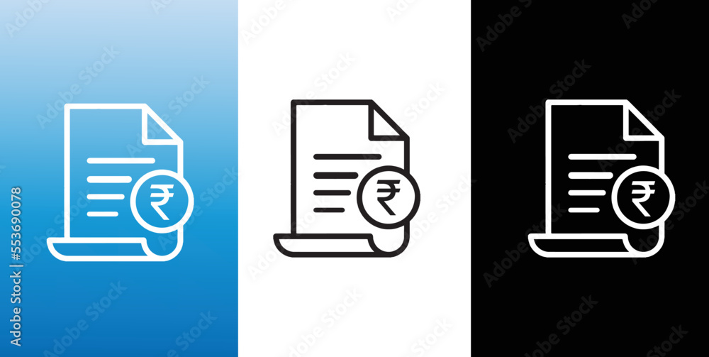 Invoice Rupee line icon. Payment and bill invoice. Order Rupee symbol ...