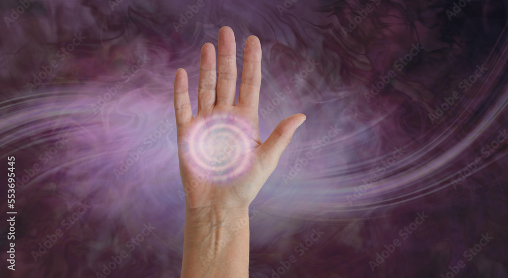 Diagram of palm chakra spinning energy vortex - open upright female ...